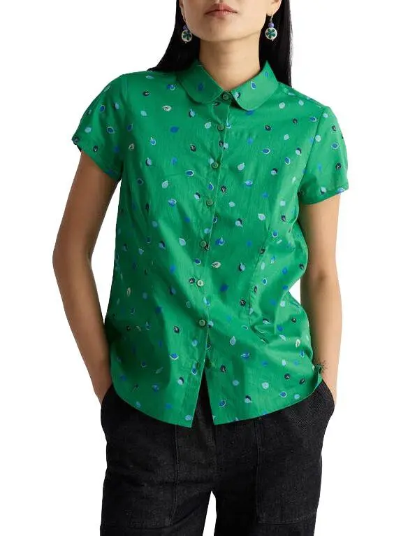 SEASALT CORNWALL Rushmaker Petal Spot Organic Cotton Voile Shirt - Petal Spot Bright Green