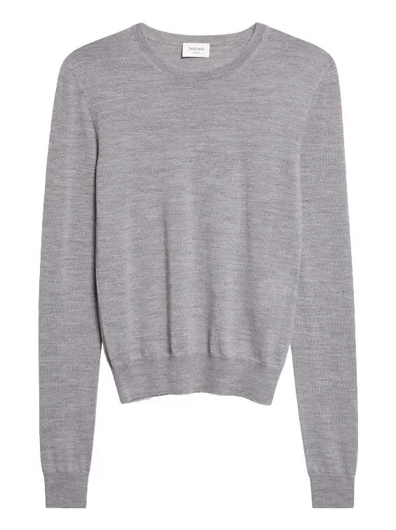 Saint Laurent Cashmere Wool Sweater - Gris Chine