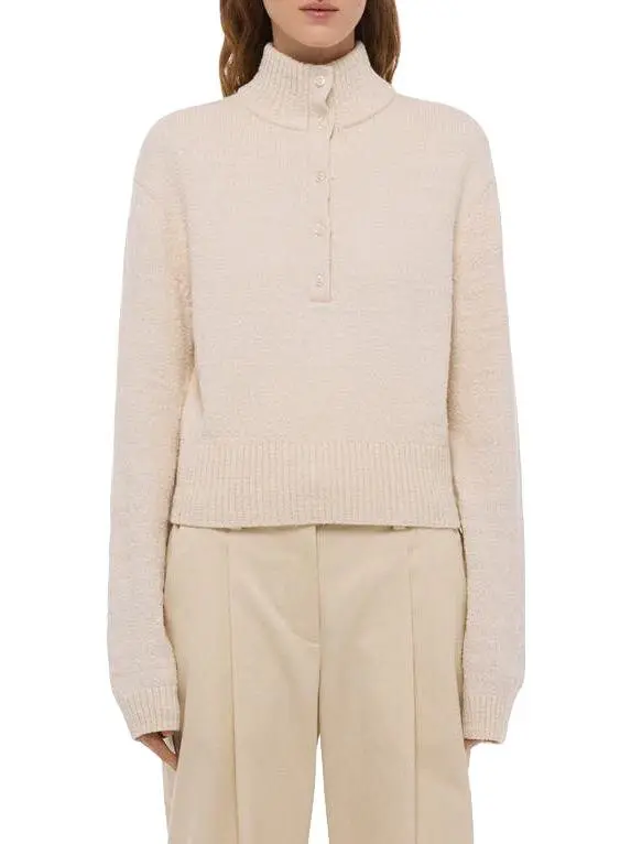 Helmut Lang Wool & Cotton Blend Slub Turtleneck Sweater - Natural