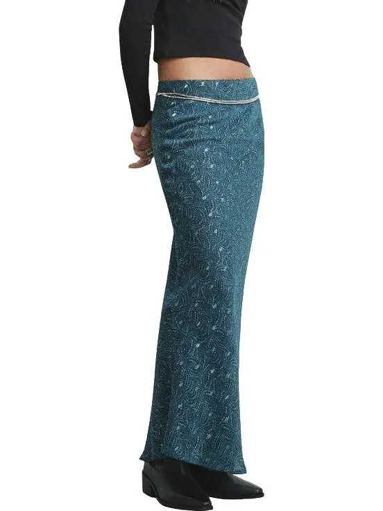 Mango Metallic Dot Maxi Skirt - Petrol Blue