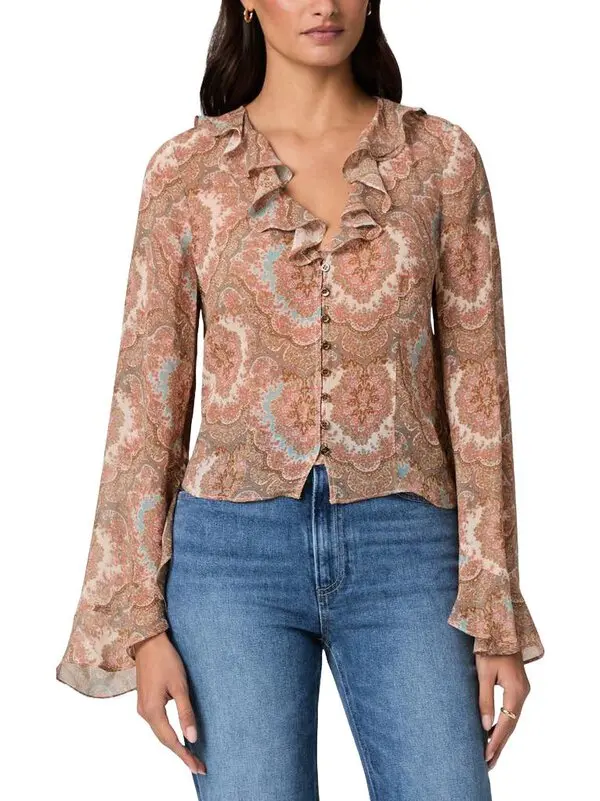 Paige Eve Silk Georgette Shirt - Surf Multi