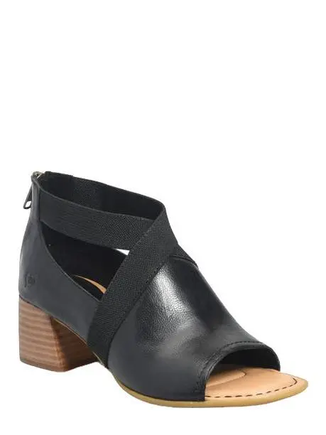 BØRN Searing Stacked Heel Sandal - Black Leather