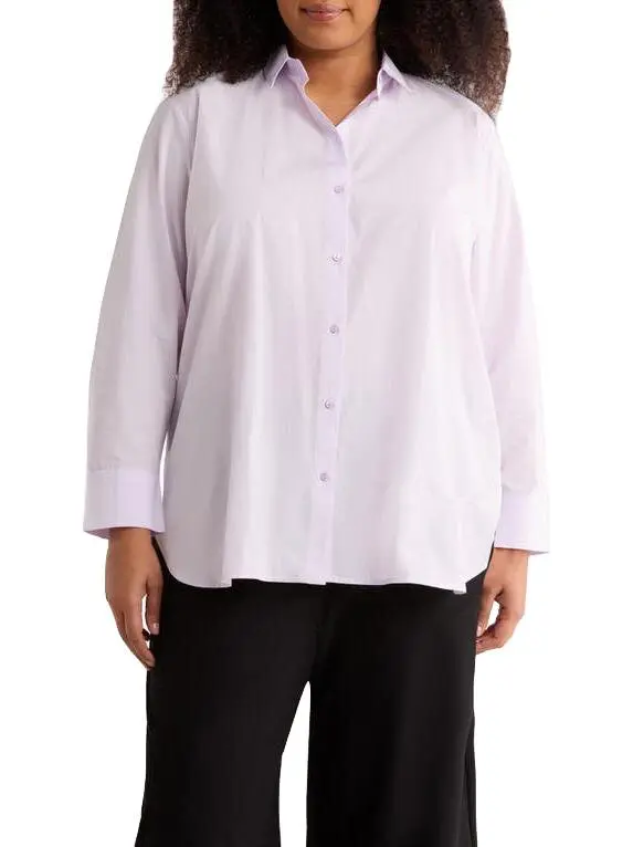 Eileen Fisher Collared Organic Cotton Shirt - Lilac Frost