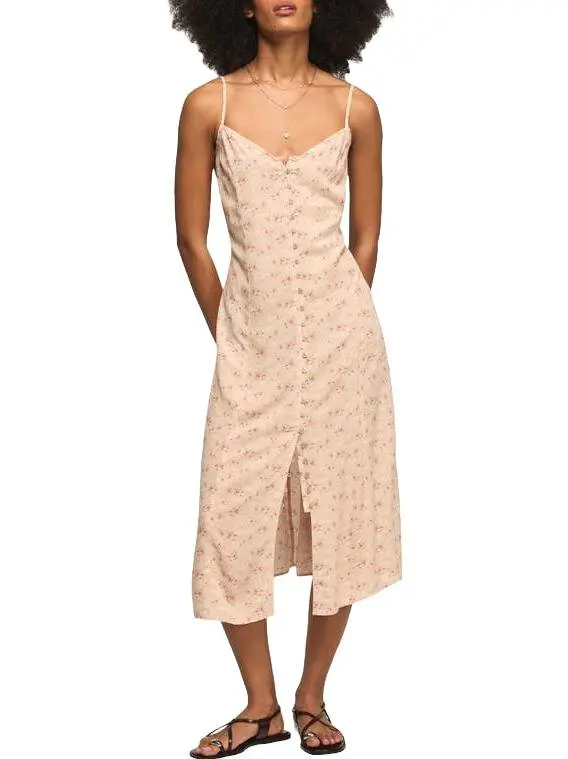 Lucky Brand Simone Floral Midi Slipdress - Peach Floral