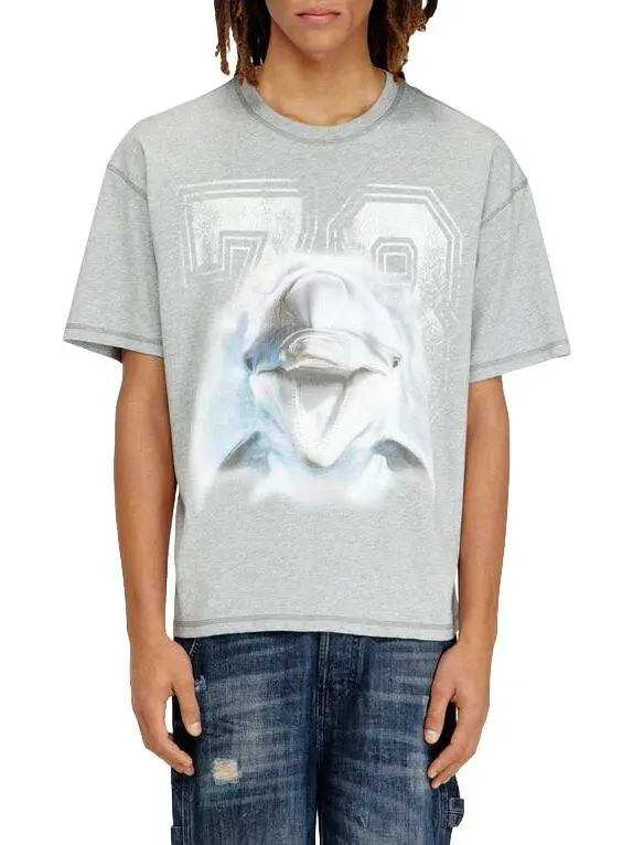 DIESEL® T-boxt Dolphin Graphic T-shirt - 032 - Melange Grey