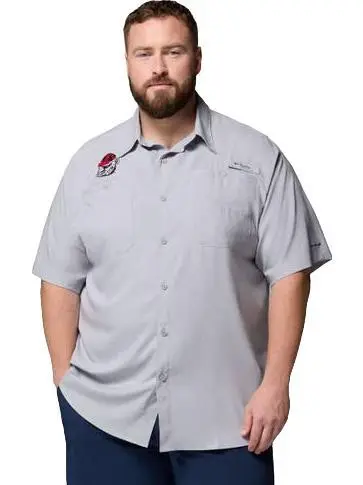 Columbia Georgia Bulldogs Big & Tall Tamiami Omni-shade Button-down Shirt - Gray