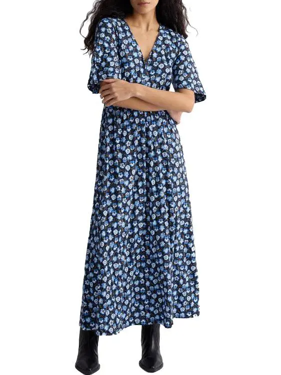SEASALT CORNWALL Chateaux Floral Maxi Dress - Pressed Pansies Sail