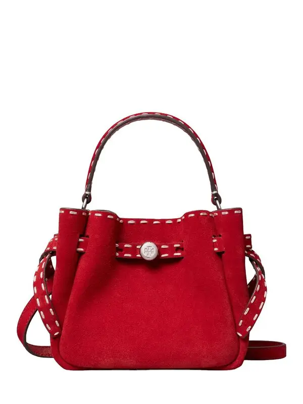 Tory Burch Mini Romy Suede Bucket Bag - Red