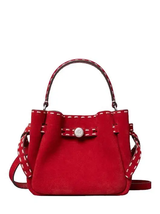 Tory Burch Mini Romy Suede Bucket Bag - Red