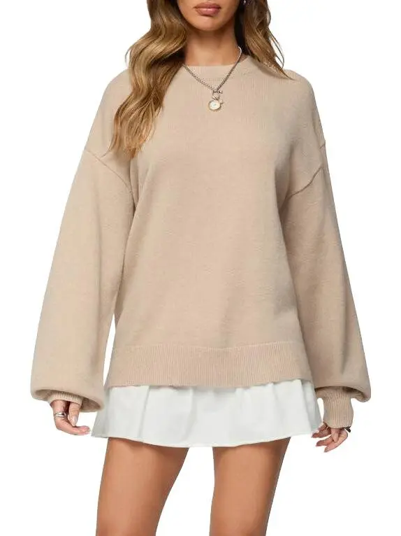EDIKTED Oversize Sweater - Beige