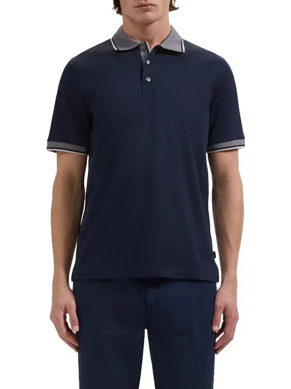 Bugatchi Tipped Pima Cotton Piqué Polo - Navy