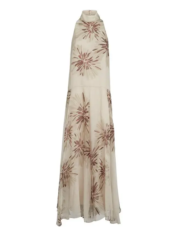 Brunello Cucinelli Bloom Print Organza Dress - Beige