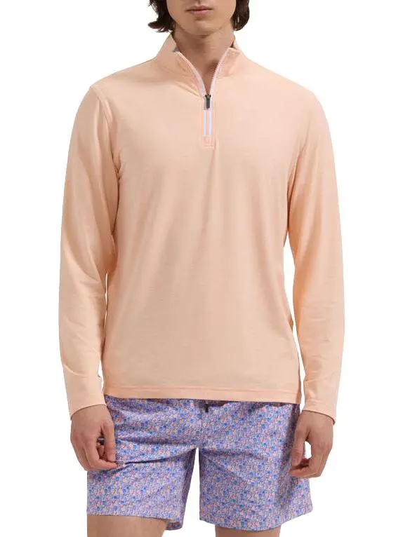 Bugatchi Mélange Quarter Zip Pullover - Peach