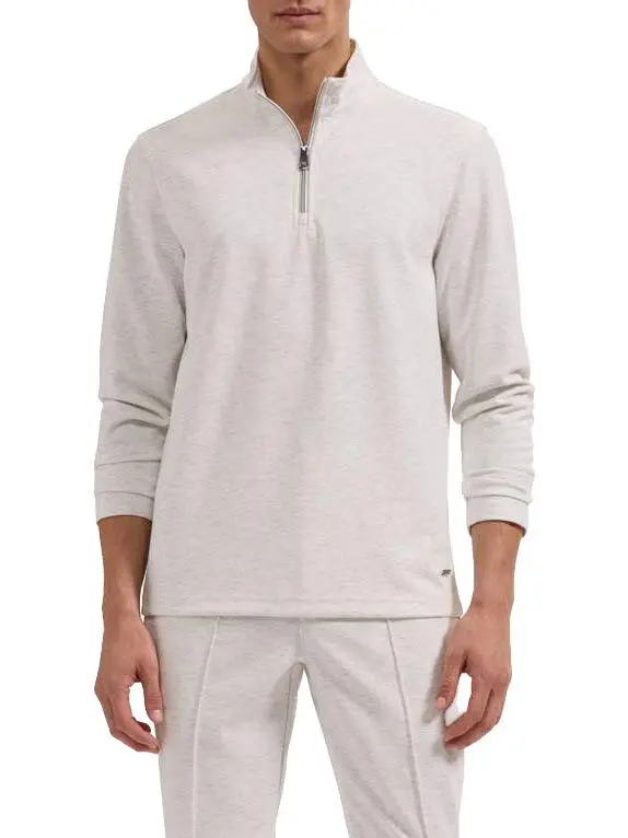 Bugatchi Textured Quarter Zip Pullover - Chalk