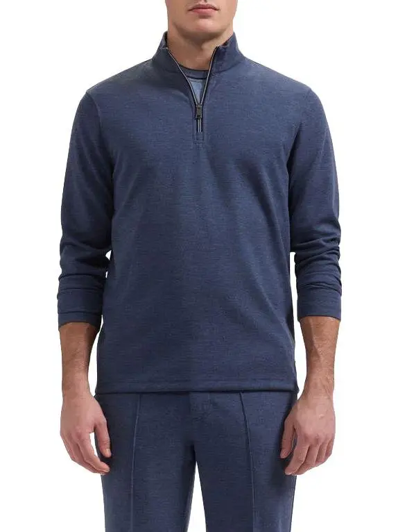 Bugatchi Textured Quarter Zip Pullover - Navy