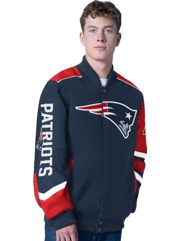 G-III SPORTS BY CARL BANKS New England Patriots Prime Time Full-zip Racing Jacket By - Navy