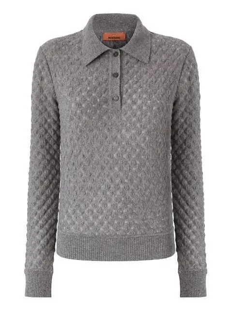 Missoni Cashmere Polo With Lace Motif - Grey