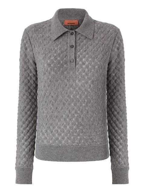 Missoni Cashmere Polo With Lace Motif - Grey