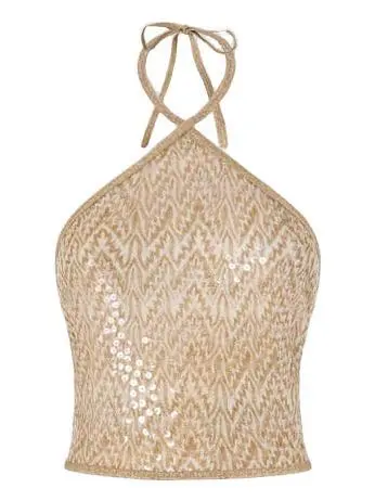 Missoni Lamé Viscose Top With Lace And Sequins - Gold& White