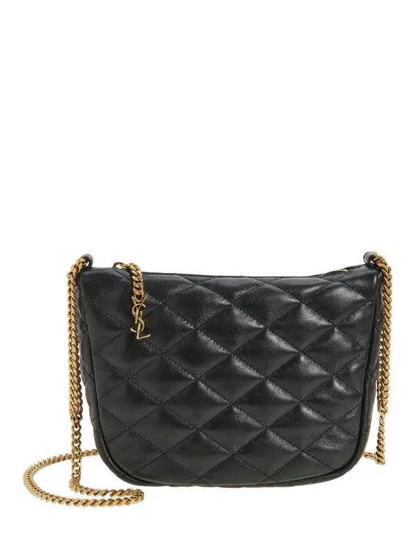 Saint Laurent Quilted Leather Hobo Bag - Noir