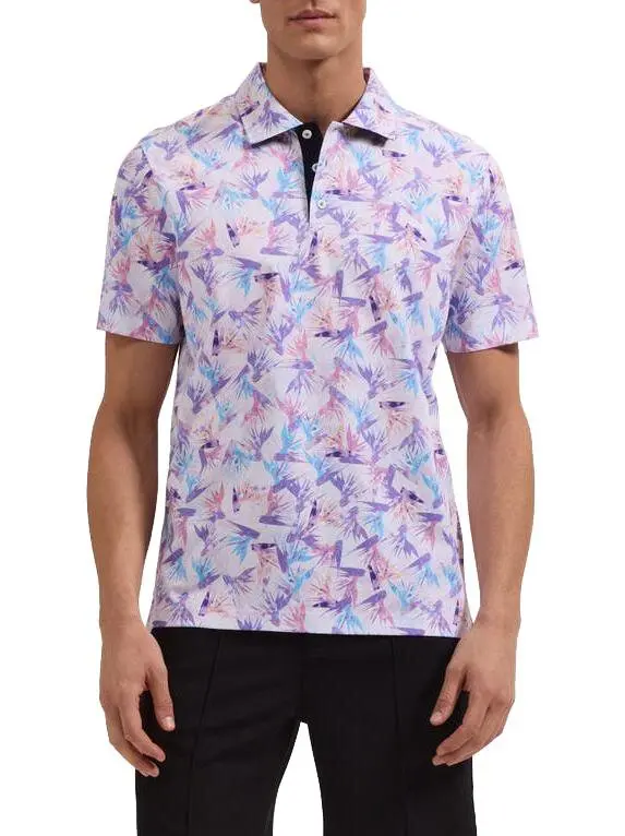 Bugatchi Hendrix Floral Pima Cotton Polo - Pink