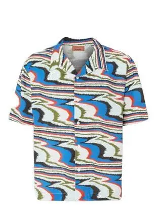 UM Bowling Shirt In Viscose With Flame Print - Multicoloured