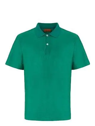 UM Jacquard Cotton Polo Shirt With Tone-on-tone Zigzag Design - Green