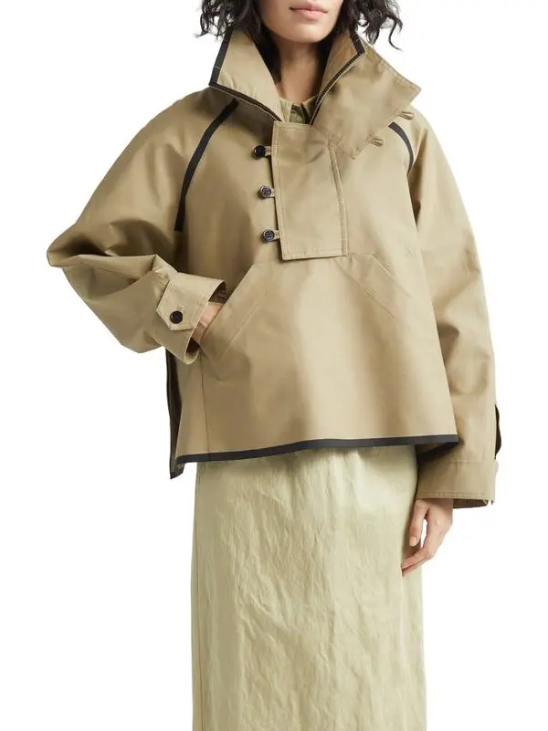 NACKIYE Fisherman Cropped Overcoat - Khaki Beige
