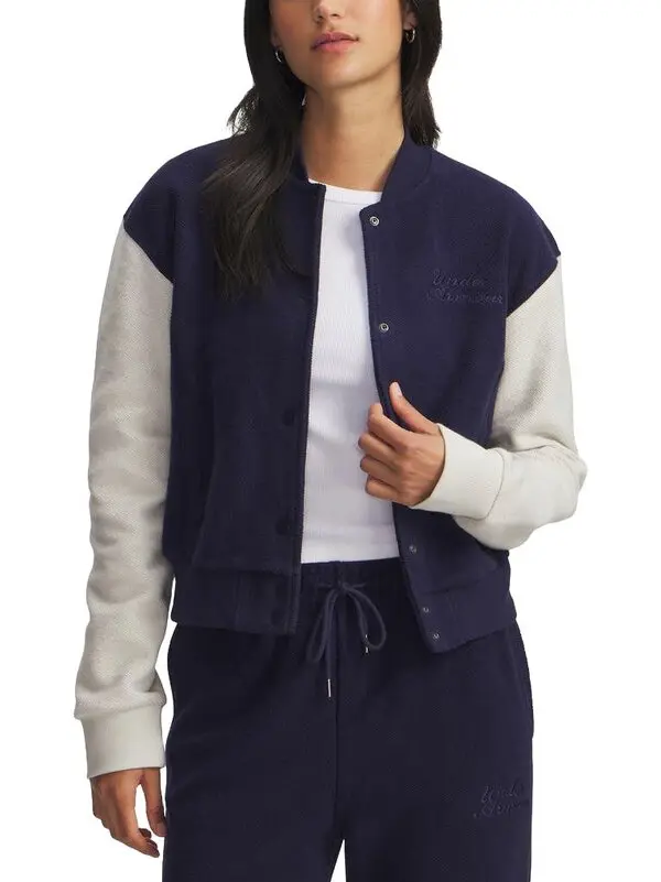 Under Armour Icon Terry Varsity Jacket - Navy/white/navy