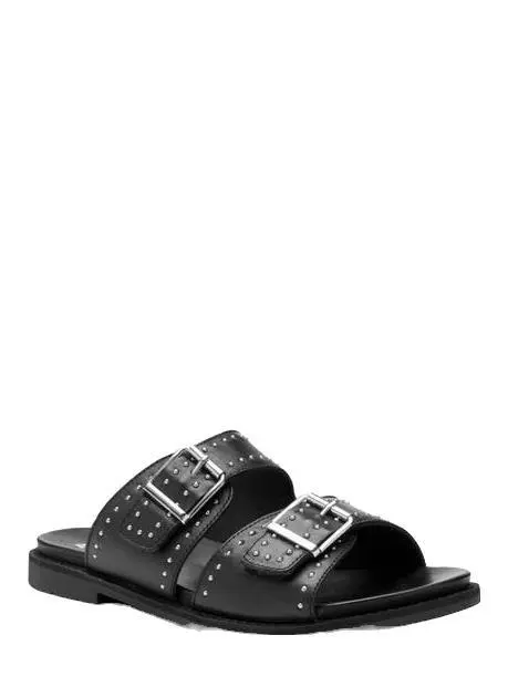 ARA Elm Studded Buckle Strap Slide Sandal - Black