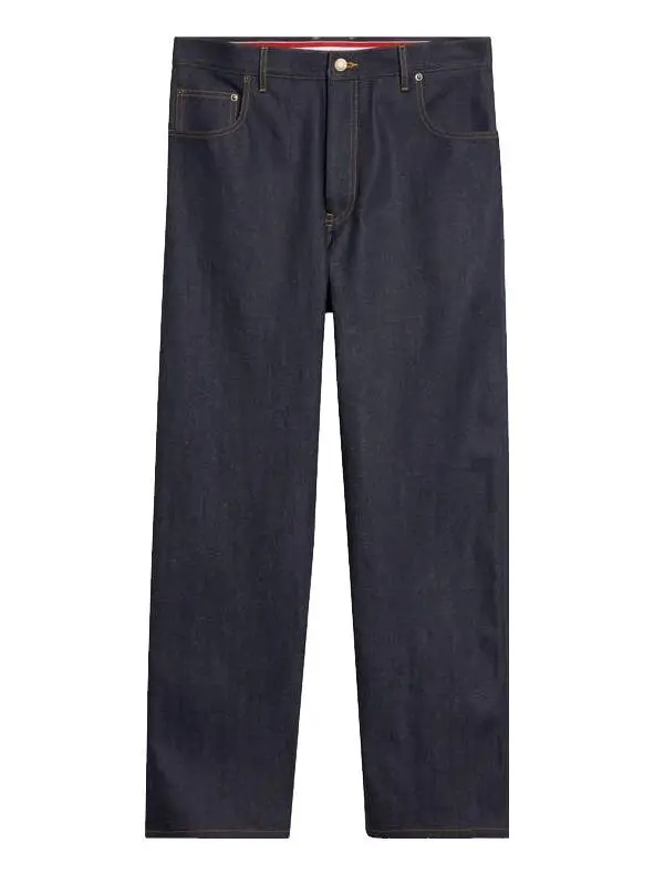 Thom Browne Straight Leg Selvedge Denim Jeans - Navy