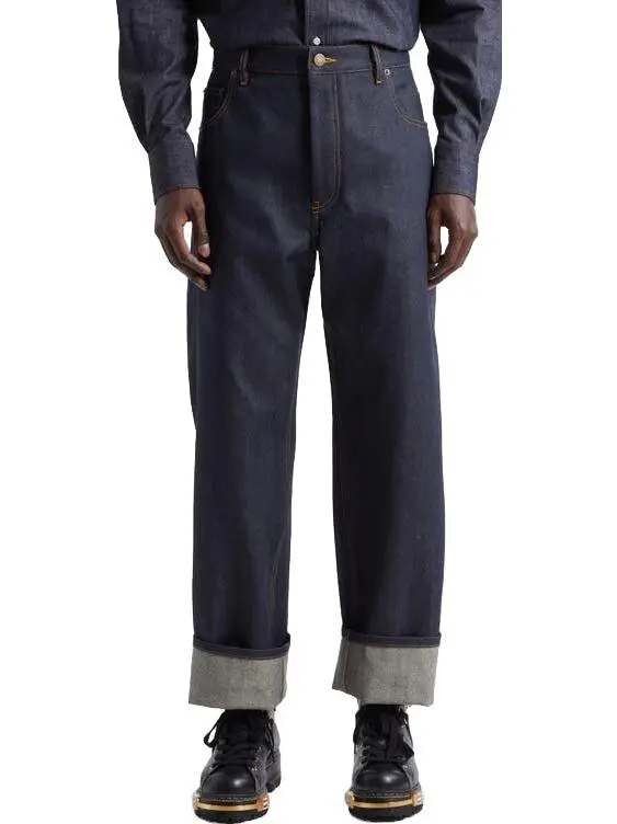 Thom Browne Straight Leg Selvedge Denim Jeans - Navy