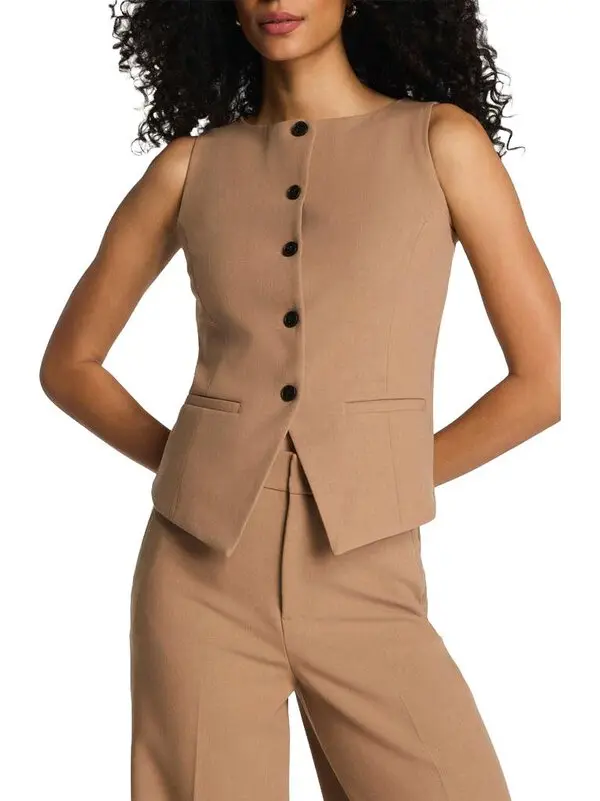 Spanx Button-up Vest - Heather Camel