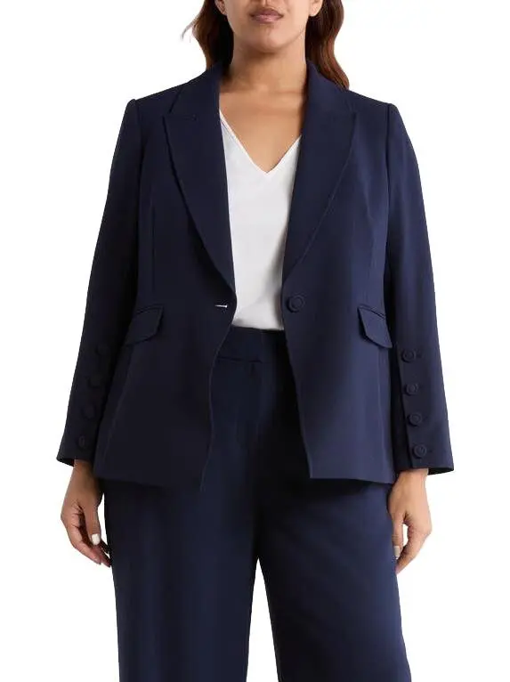 TAHARI ASL One-button Blazer - Deep Navy