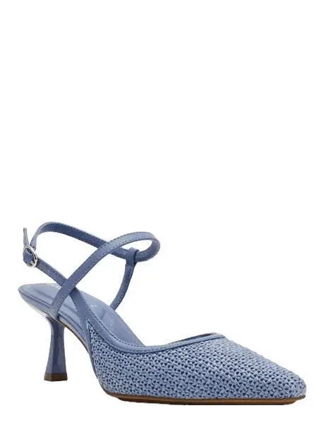 Anne Klein Ankle Strap Pointed Toe Pumps - Blue Raffia