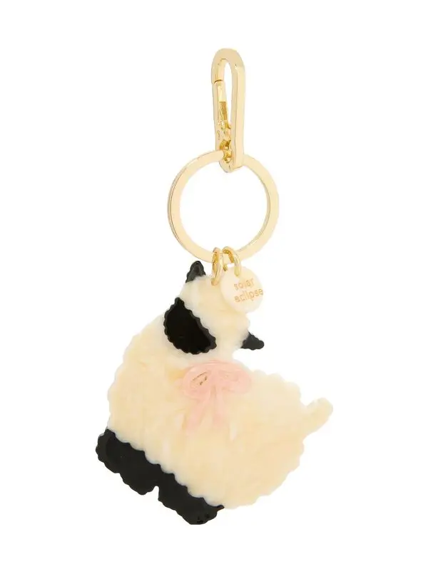 SOLAR ECLIPSE Hand-painted Sheep Bag Charm - Cream