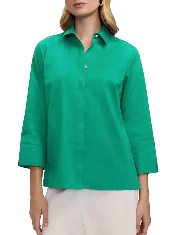 Foxcroft Beatrice Matte Satin Shirt - Kelly Green