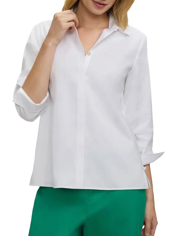 Foxcroft Beatrice Matte Satin Shirt - White
