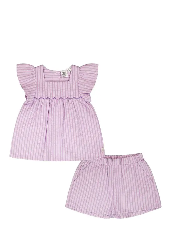 DEUX PAR DEUX Striped Top And Short Set - Lavender Stripes