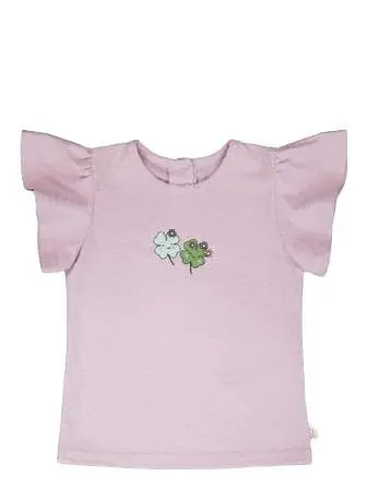 DEUX PAR DEUX Jersey Flutter-sleeve Clover Print T-shirt - Lavender
