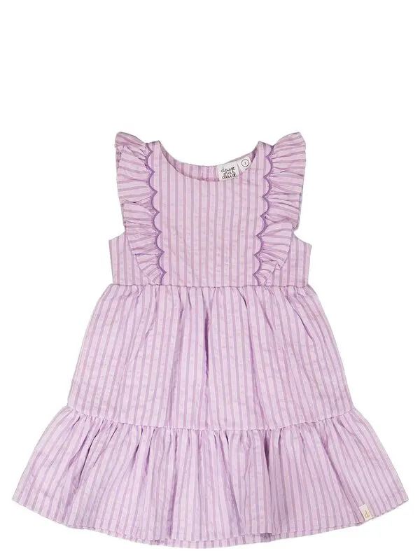 DEUX PAR DEUX Sleeveless Striped Dress With Ruffles - Lavender Stripes