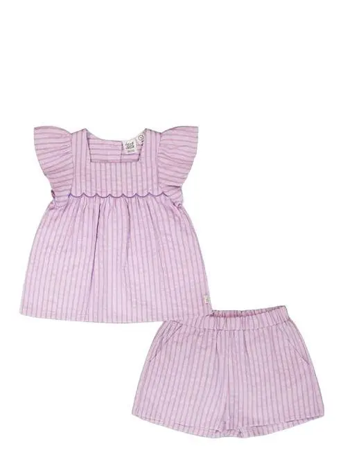 DEUX PAR DEUX Striped Top And Short Set - Lavender Stripes