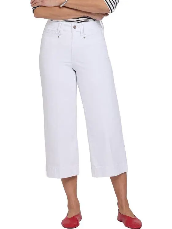 NYDJ Brigitte Patch Pocket Wide Leg Capri Jeans - Optic White