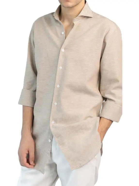 BRISK Modern Cotton Linen Shirt - Tan
