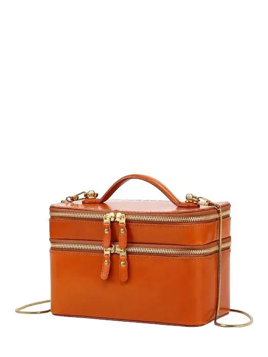 OLD TREND Ixia Genuine Leather Vanity Mini Trunk - Caramel