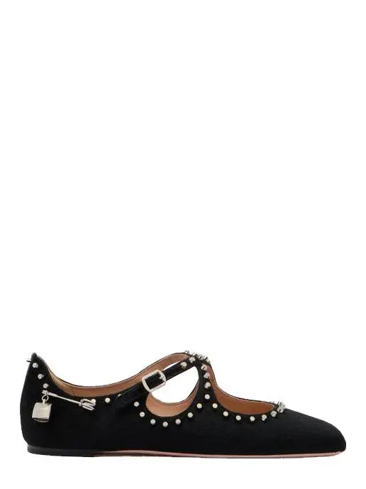 Bally Ballyrina Studded Pony Hair Flats - Black