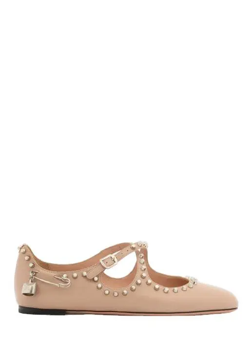 Bally Ballyrina Leather Flat With Studs - Natural