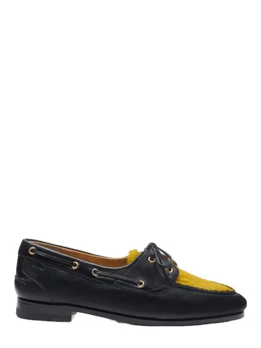 Bally Plume Leather Moccasin - Black/anis