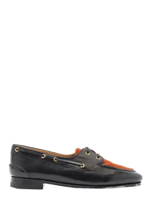 Bally Plume Leather Moccasin - Black/faggio