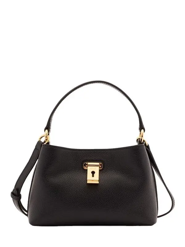 Bally Lock Me Mini Bag In Grained Leather - Black